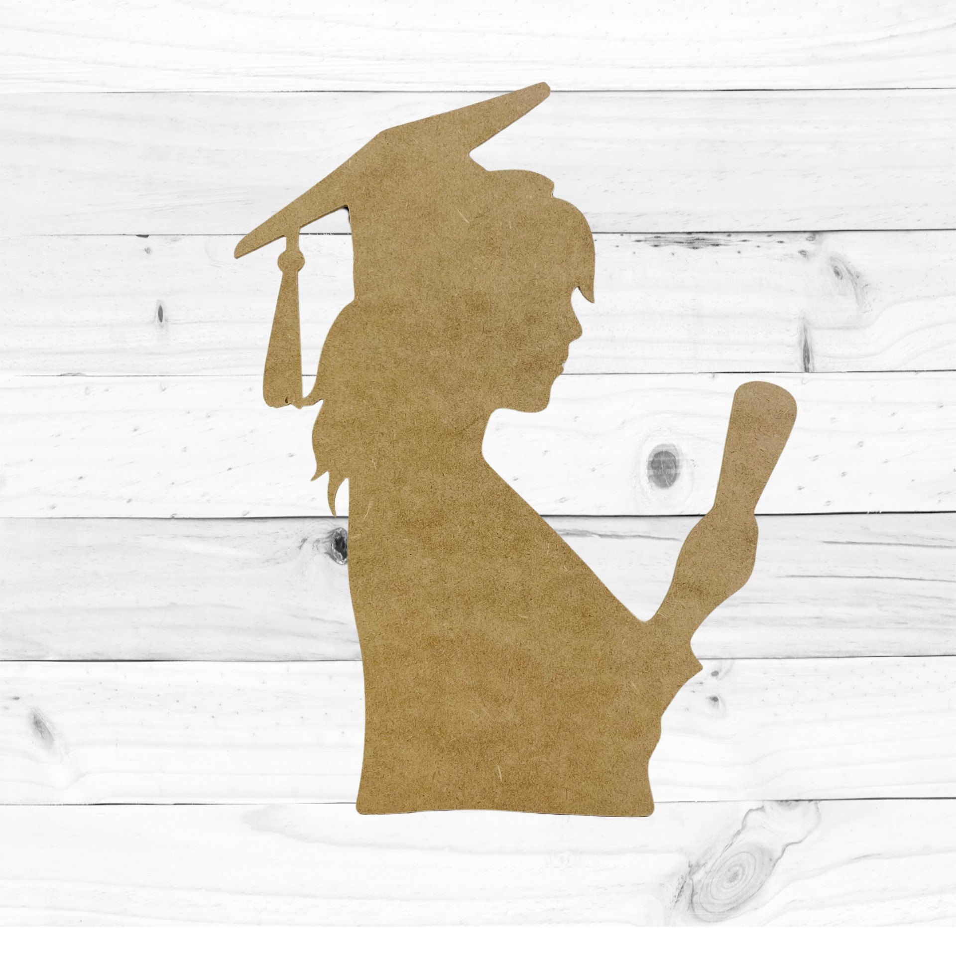 Buy Girl with Diploma Graduating Craft, Unfinished Wooden Cutout