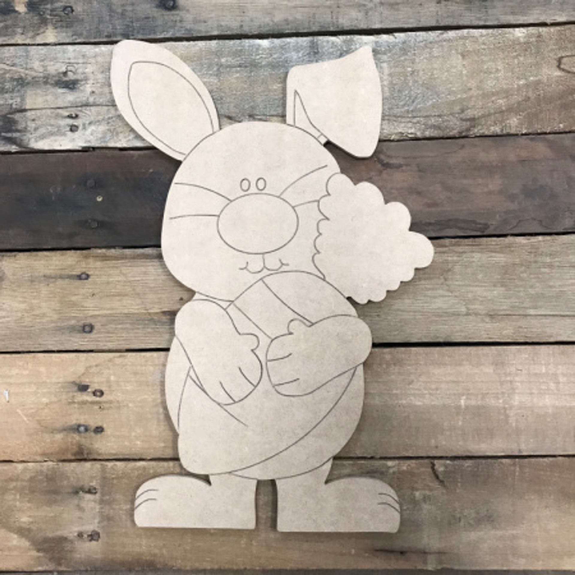 Buy Easter Bunny with Egg Craft, Unfinished Wood Cutout, Paint by Line