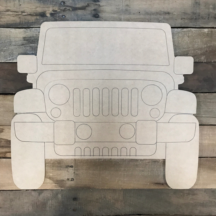 Buy Front of Jeep Wood Cutout, Unfinished Craft, Paint by Line
