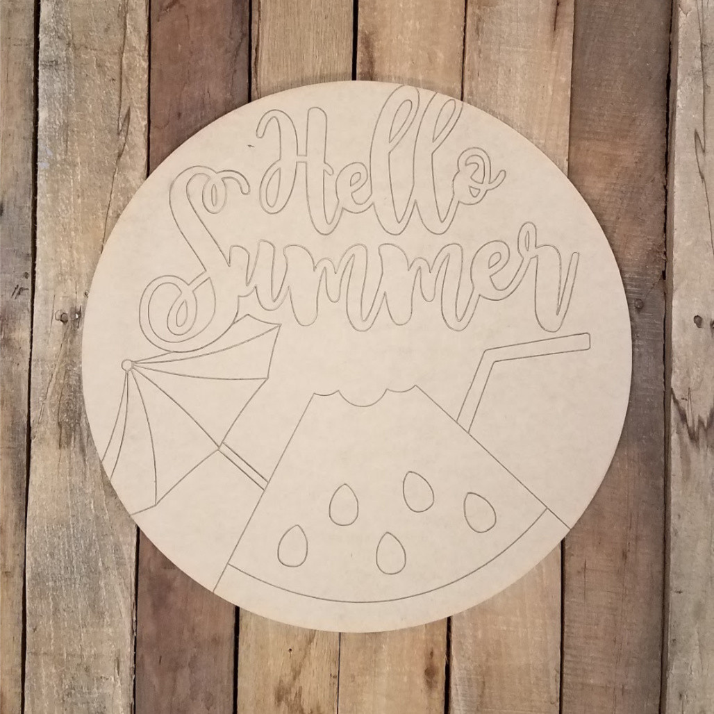 Buy Hello Summer Cutout, Unfinished Circle Shape, Paint by Line