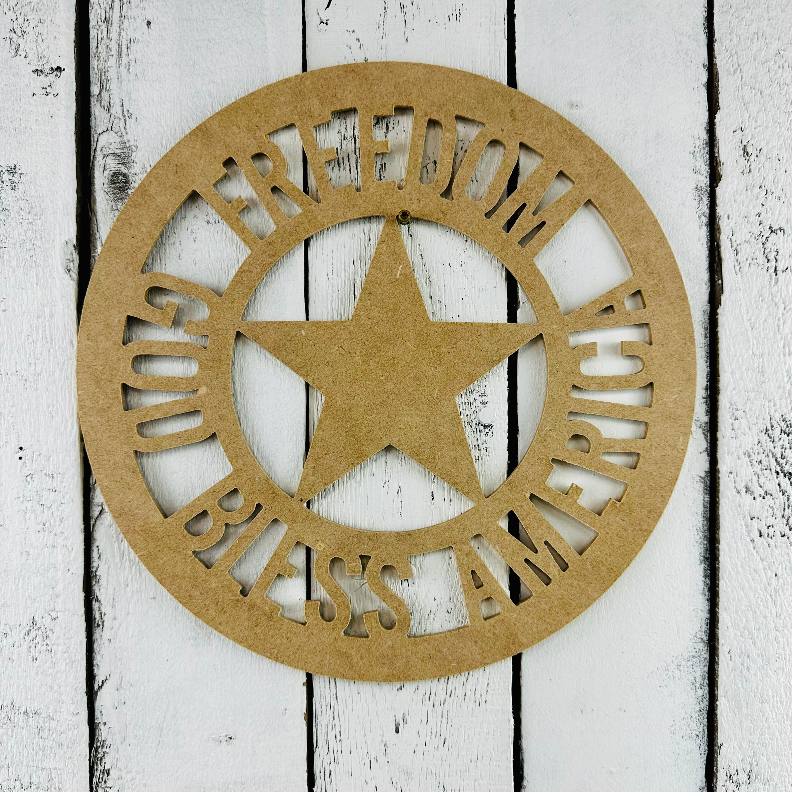 Buy Circle With Star God Bless America Cutout, Unfinished Craft, Paint ...