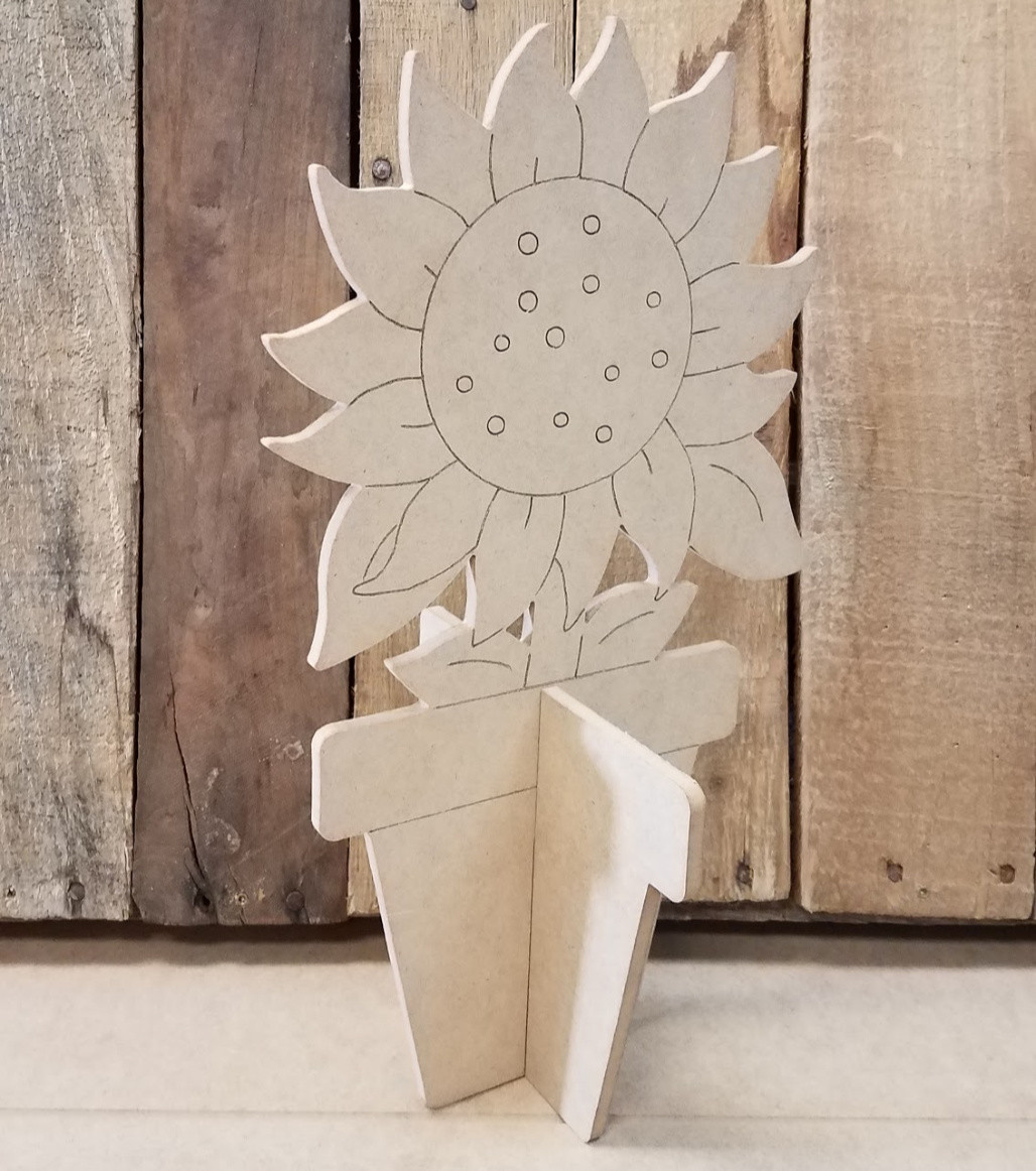 Buy Sunflower Cutout, Standing Flower Pot, Unfinished Wood Shape