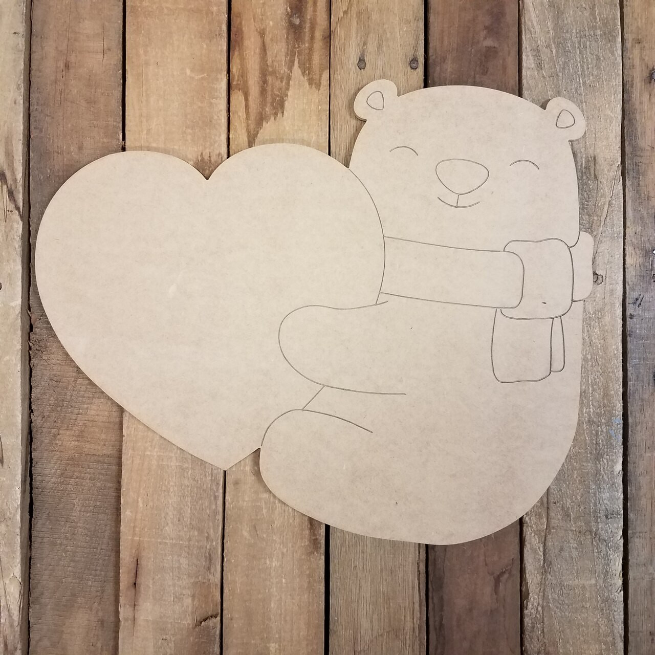 Cuddly Bear with Heart | Paintable Wooden Craft | Build-A-Cross