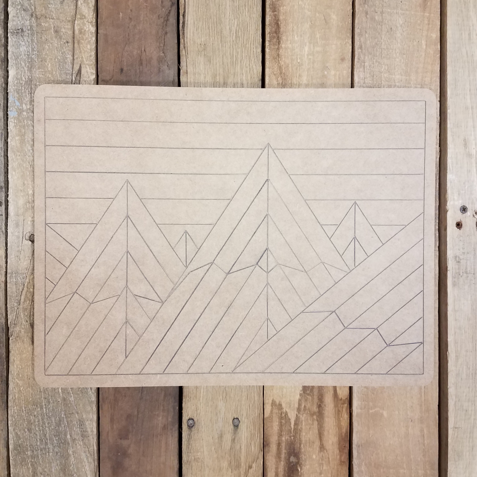 Geometric Art Mountain Rectangle | Paintable Wood Cutout | Build-A-Cross