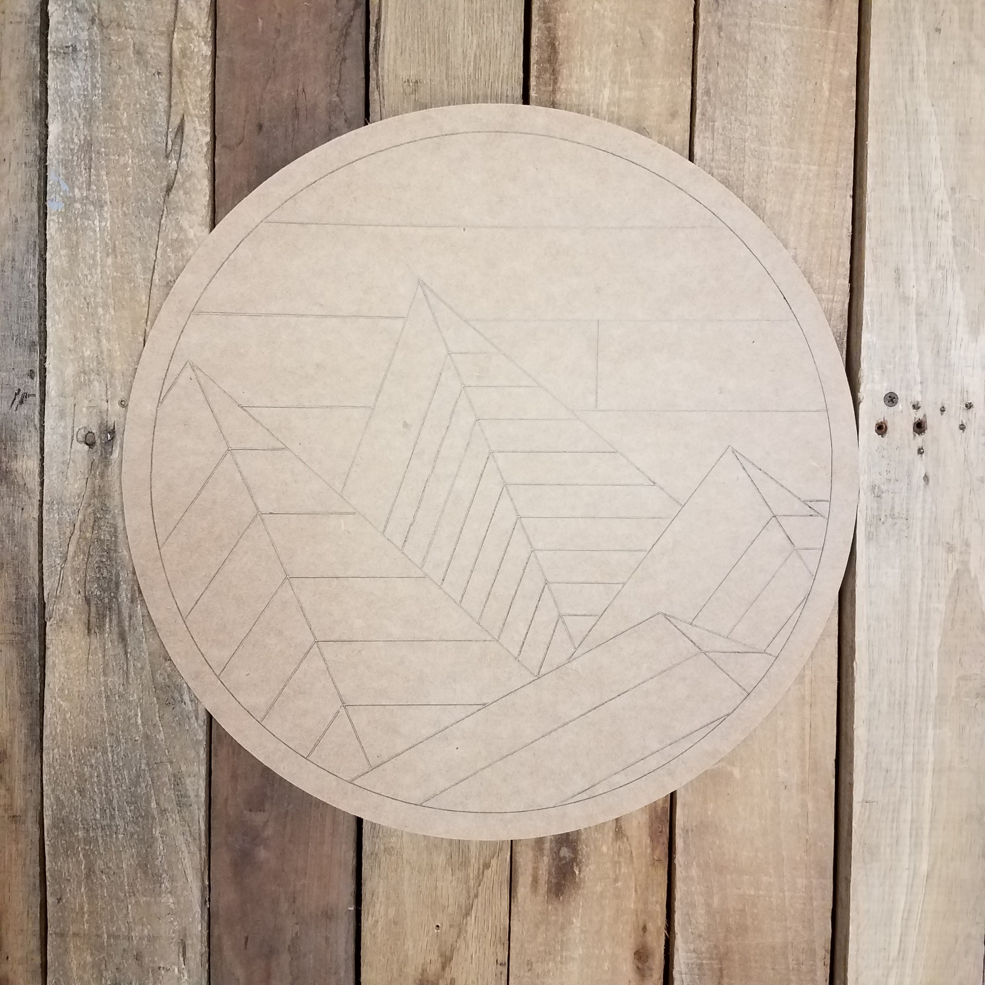 Buy Geometric Art Mountain Circle, Wood Shape, Unfinished Craft
