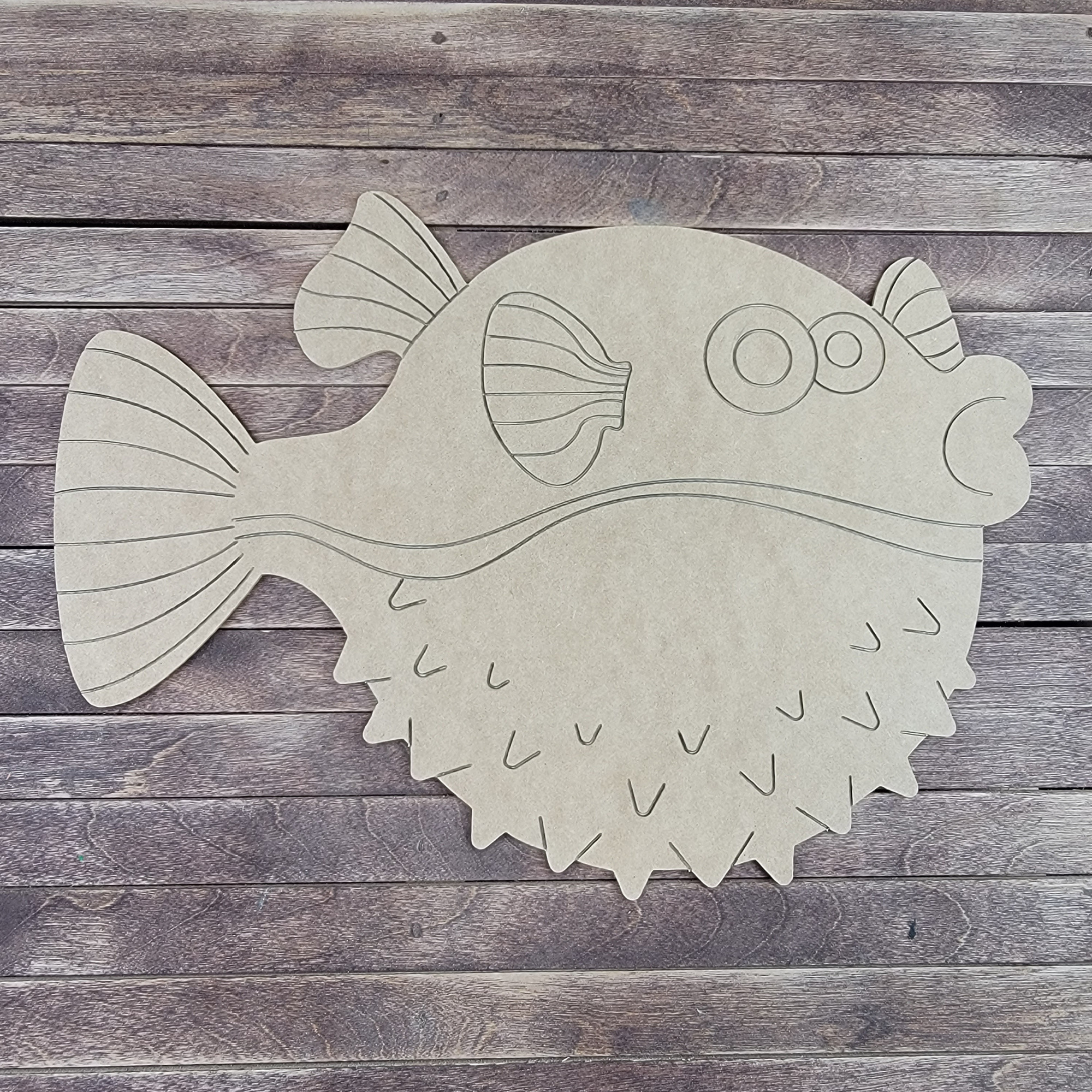 Buy Fish in Bucket Wood Cutout, Unfinished Craft, Paint by Line
