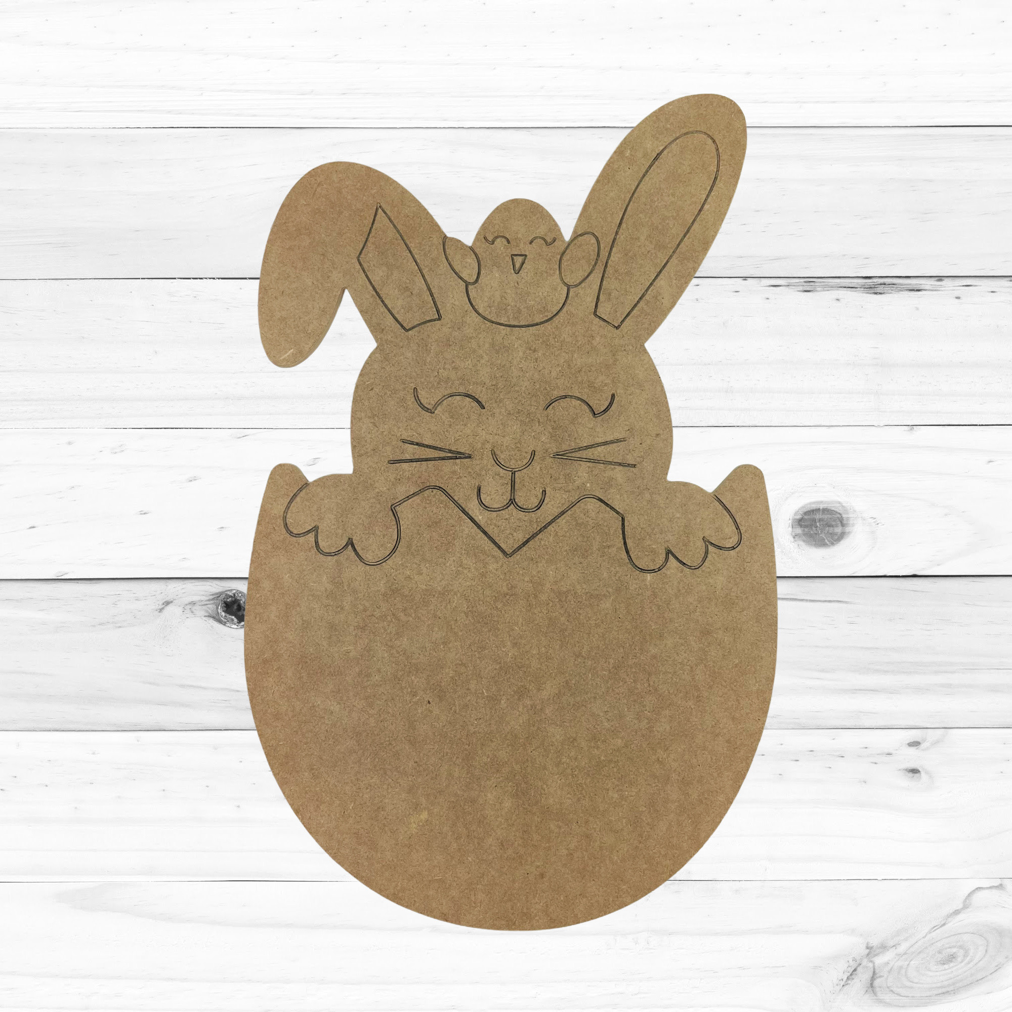 Buy Happy Easter Bunny Cutout, Wooden Craft, Paintable Shape