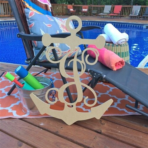 Anchor Monogram Letter, Anchor Frame Wooden - Unfinished DIY Craft