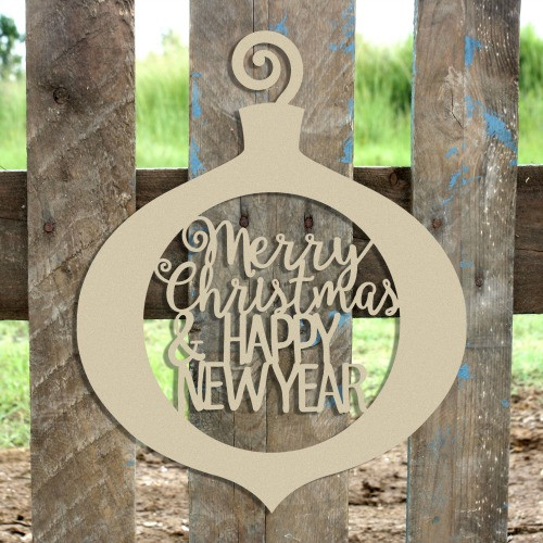 Merry Christmas Y'all Curly Ornament Wooden (MDF) Cutout - Unfinished