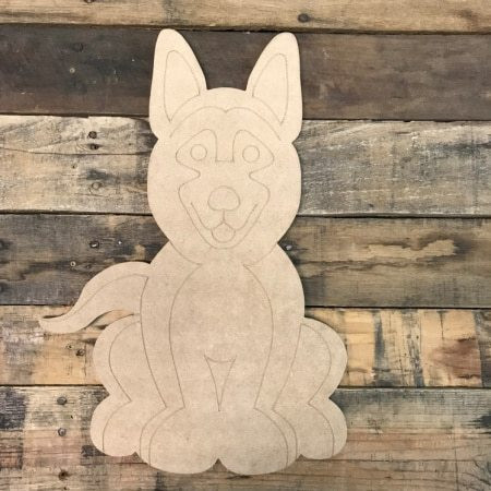 Buy Jeep with German Shepherd Cutout, Unfinished Craft, Paint by Line