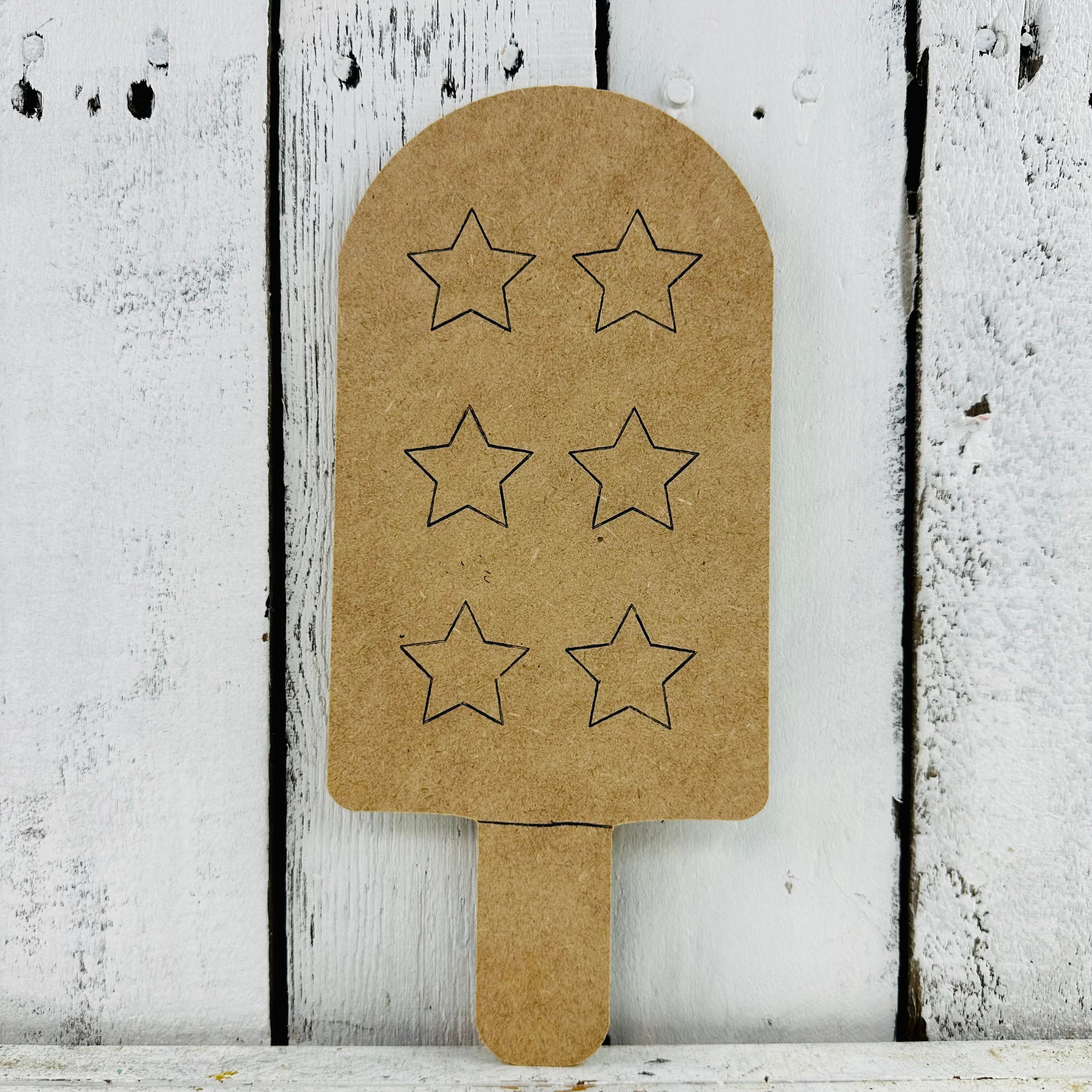 Buy Popsicle with Stars Cutout, Unfinished Wooden Craft, Paint by Line
