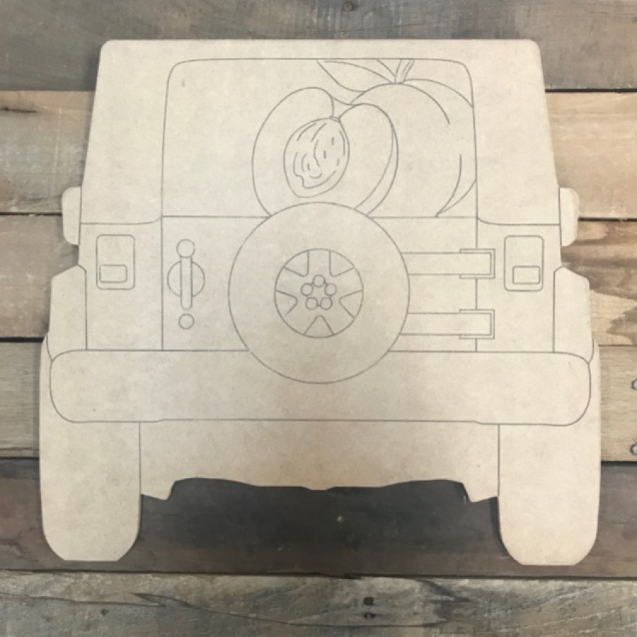 Buy Back of Jeep Wood Cutout, Unfinished Craft, Paint by Line