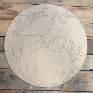 Hello Pumpkin Fall Decor Circle | Unfinished Wood Cutout | Build-A-Cross