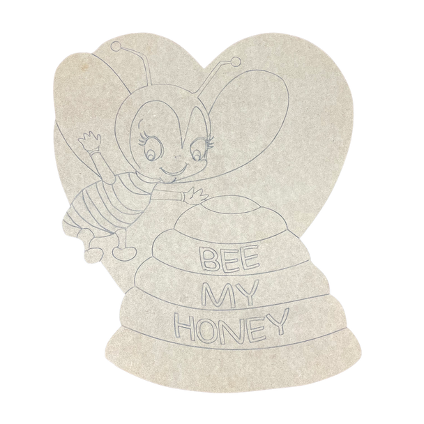 Valentine Honey Bee, Unfinished Craft, DIY Art - Build-A-Cross.com