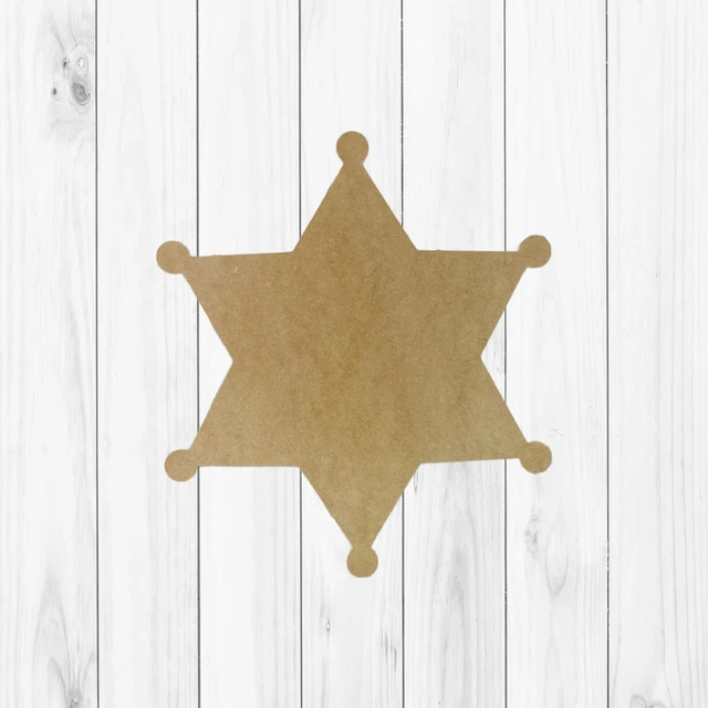 Sheriff Badge, Kids Shape Unfinished Wood Cutout - Build-A-Cross.com