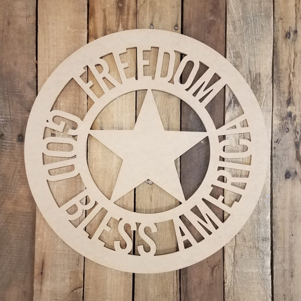 Buy Circle With Star God Bless America Cutout, Unfinished Craft, Paint ...
