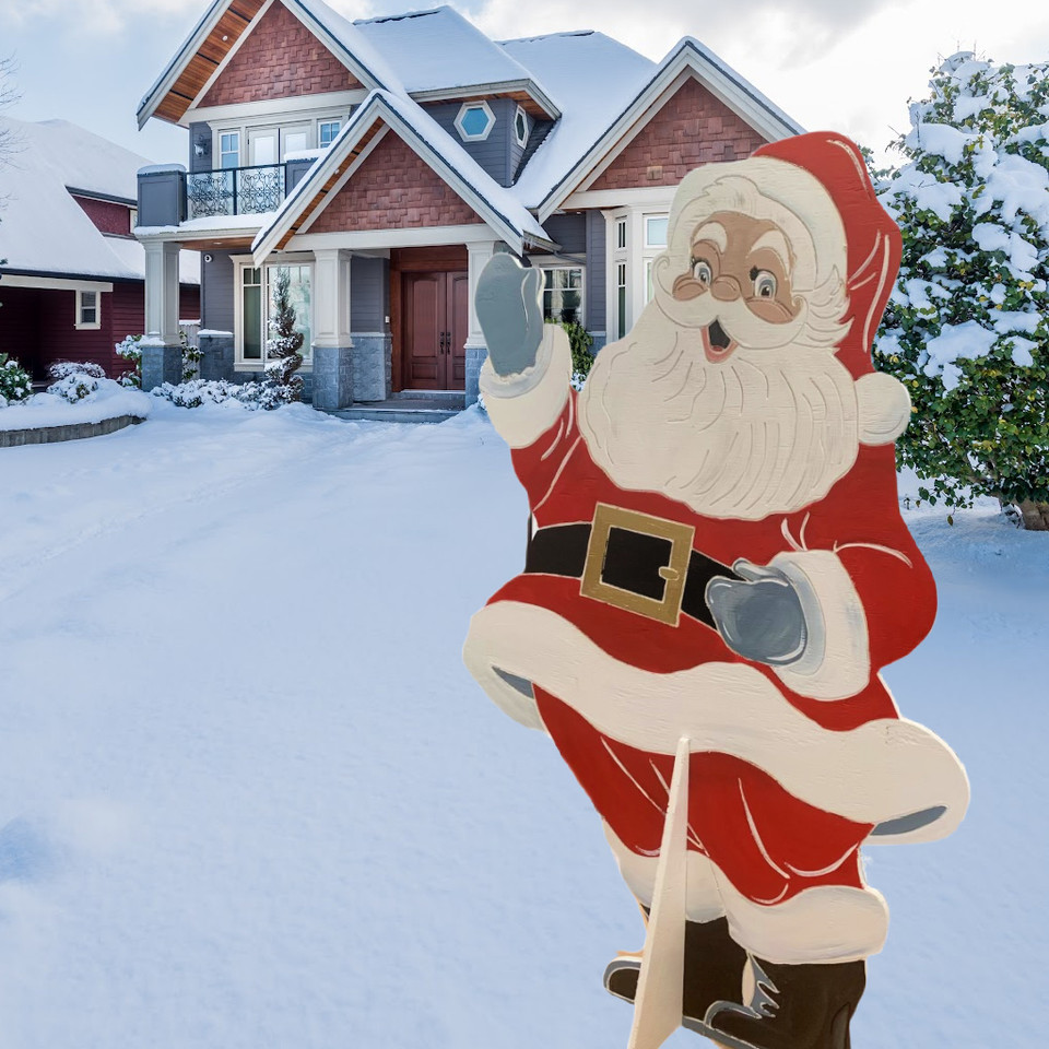 Free Standing Santa Yard Art 1/2'' Pine Christmas Decor - Build-A-Cross.com