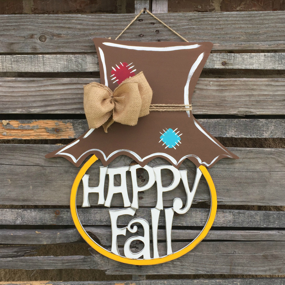 Happy Fall Y'all Framed Curly Stem Pumpkin | Wood Cutout | Build-A-Cross