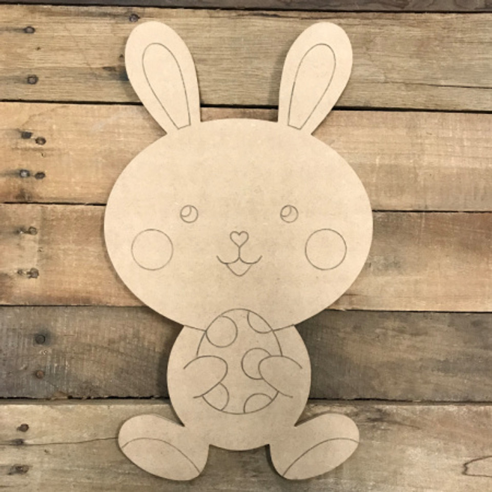 Buy Easter Bunny with Egg Craft, Unfinished Wood Cutout, Paint by Line