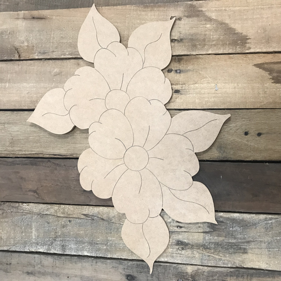 Buy Bunch of Flowers in Pot Cutout, Unfinished Wooden Craft, Paint by Line
