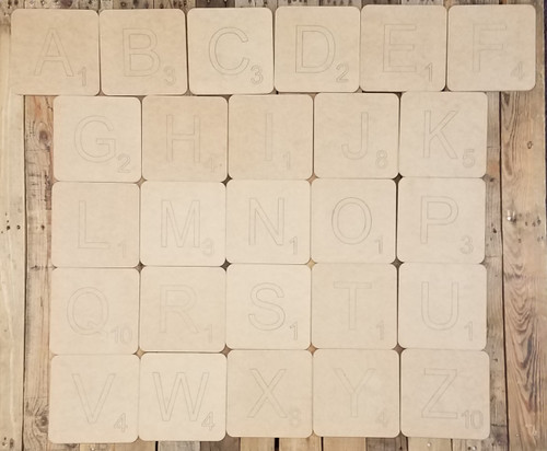 Buy Word Game Letter Tile, Unfinished Wood Square, Paint by Line