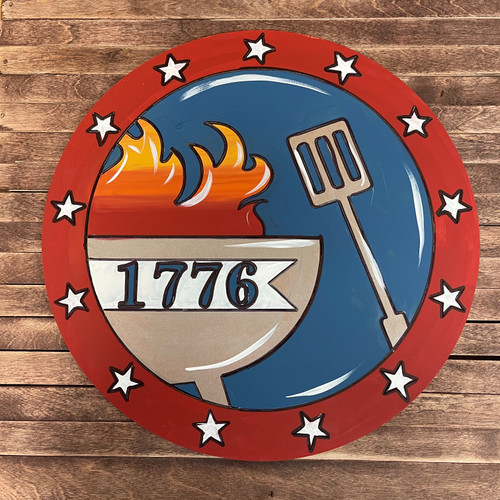 Buy Grill Circle Wood Cutout, Unfinished Craft, Paint by Line