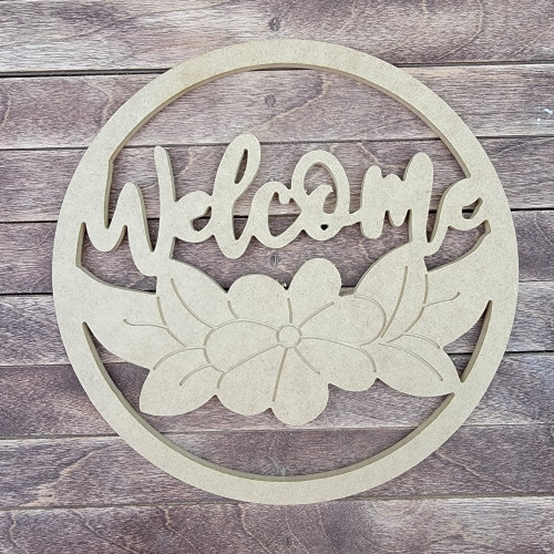 Welcome Flower Circle, Engraved DIY Craft Shape - Build-A-Cross.com