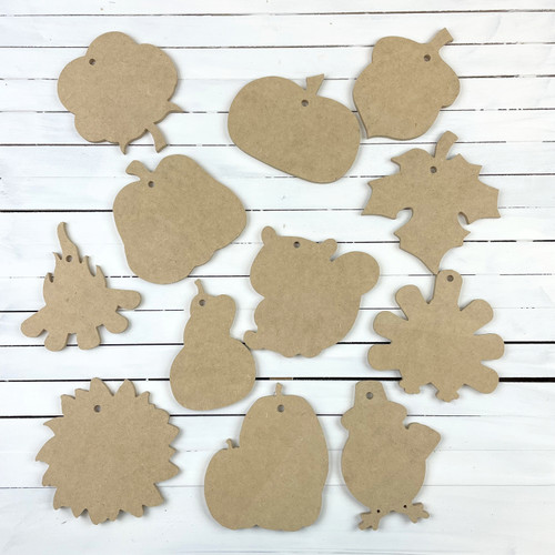 12 Piece Wooden DIY Fall Shapes Ornament Collection| Build-A-Cross