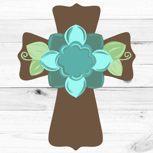 Bes Online Unfinished Craft Cross with Flowers Cutout