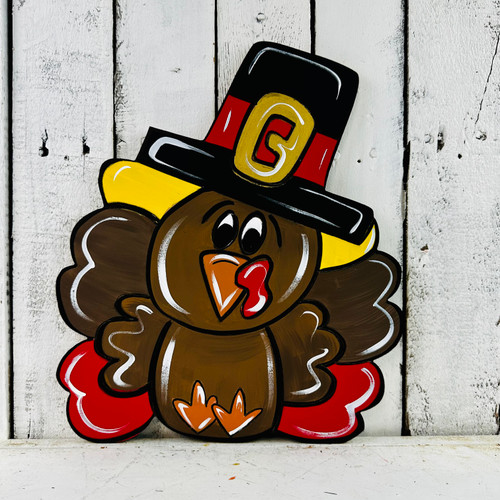 Turkey with Pilgrim Hat, Thanksgiving Shape Unfinished Wood Cutout ...