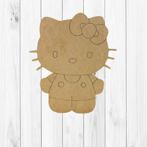 Hello Kity, Kids Shape Unfinished Wood Cutout, Paint By Line - Build-A ...