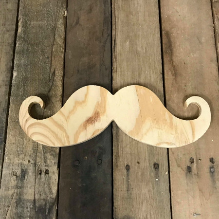 Buy Mustache Pine Wood Shape, Unpainted Wooden Cutout