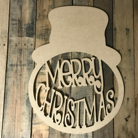 Buy Merry Christmas with Santa Wooden Cutout, Unfinished MDF Craft