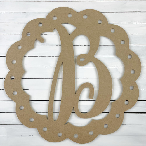 Buy Scallop with Holes Frame, Wooden Monogram Letter