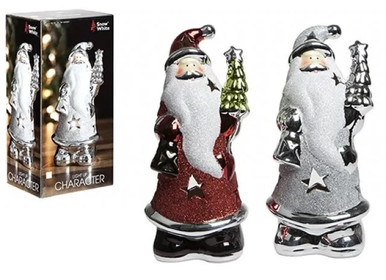 Christmas Light up Chrome and Glitter Santa Choice of 2 Colours Red or ...