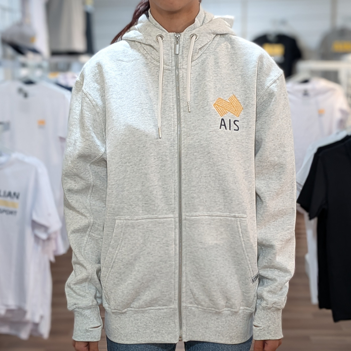 Premium Zip Hoodie - White Marle - AIS Shop
