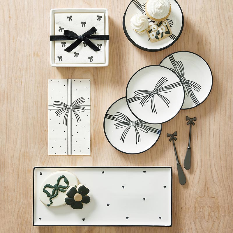 Black Bow Appetizer Plates - Set of 4 - [Consumer]Santa Barbara Design ...