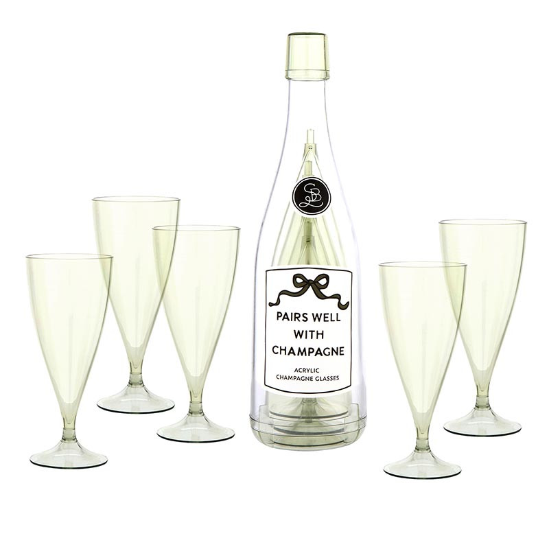 Acrylic Champagne Bottle + Glasses - Pairs Well - [Consumer]Santa ...