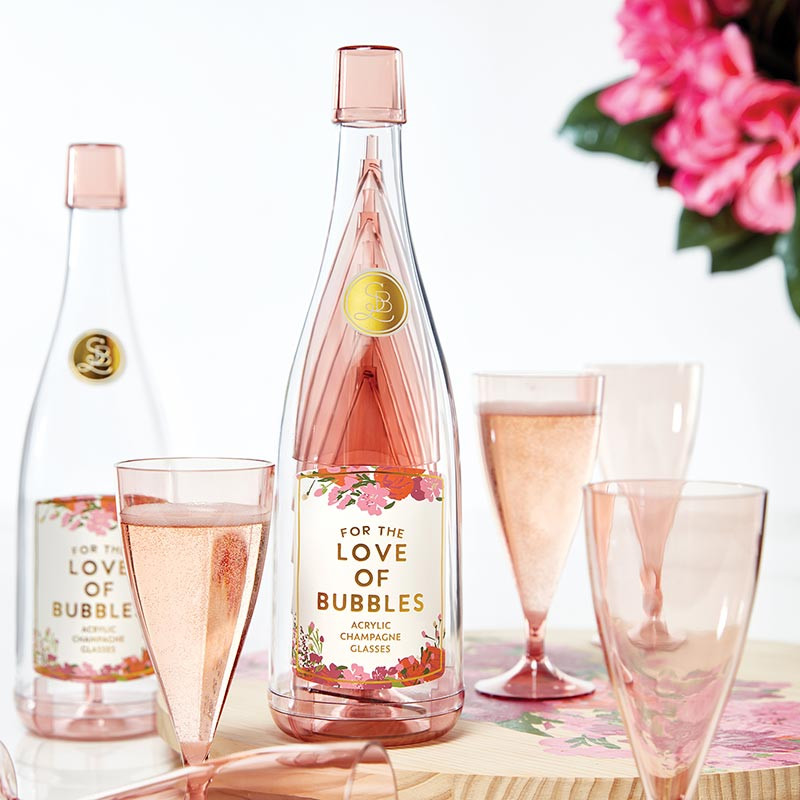 Acrylic Champagne Bottle + Glasses - Love of Bubbles - [Consumer]Santa ...