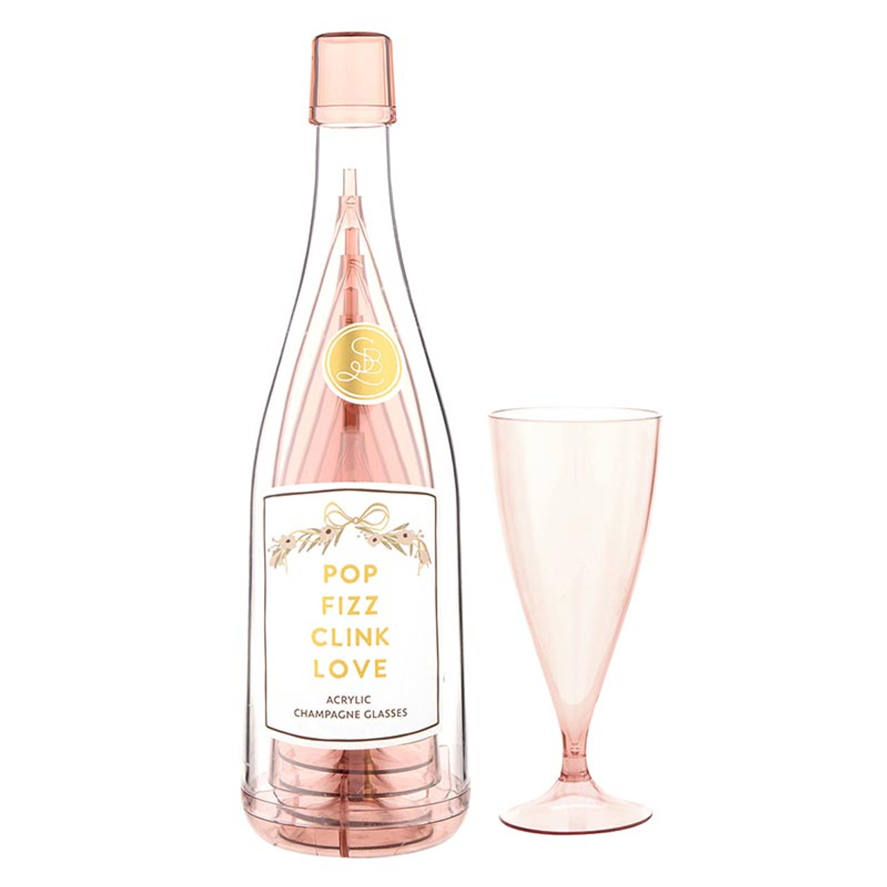 Acrylic Champagne Bottle + Glasses - Pop Fizz Clink Love - [Consumer ...