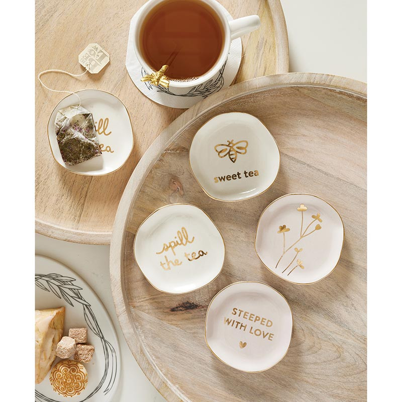 Ceramic Tea Bag Holders - Floral - [Consumer]Santa Barbara Design Studio