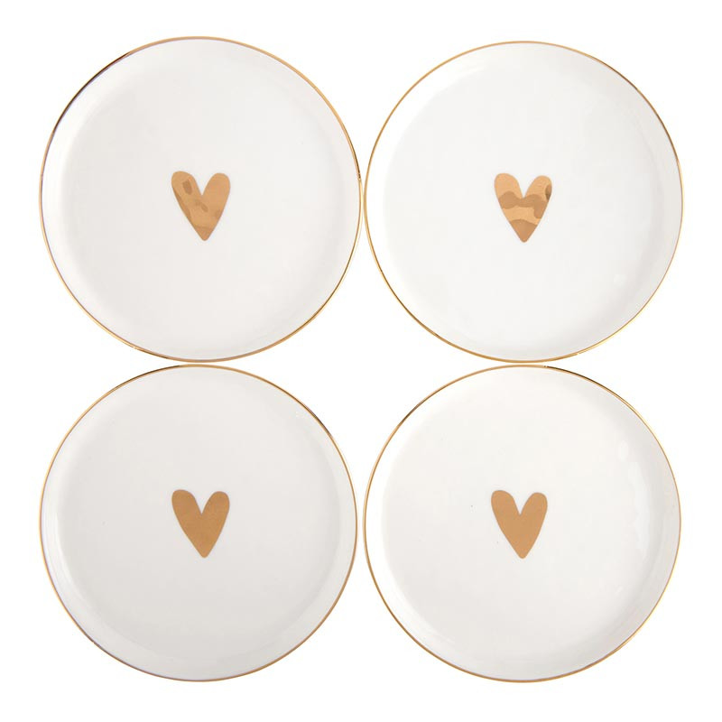 Ceramic Appetizer Plates - Gold Foil Heart - Set of 4 - [Consumer]Santa ...