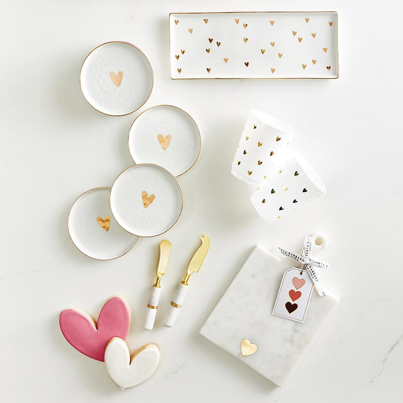 Ceramic Appetizer Plates - Gold Foil Heart - Set of 4 - [Consumer]Santa ...