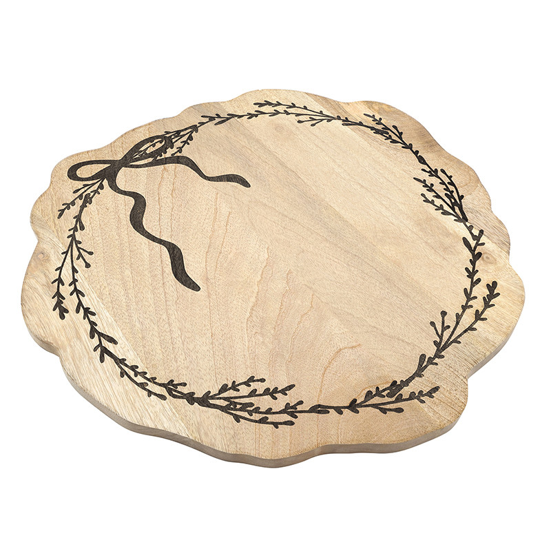 Engraved Wreath Wood Board - [Consumer]Santa Barbara Design Studio