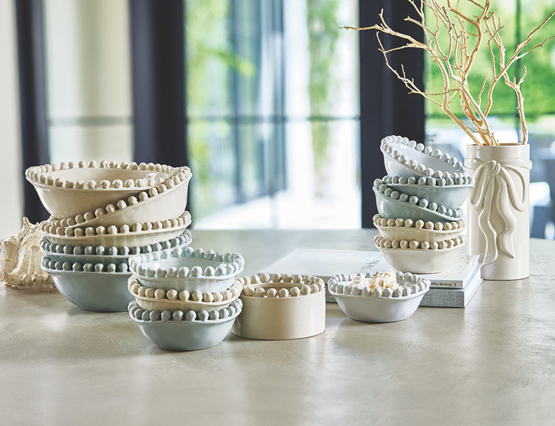 Ceramic Beaded Bowl - Large - Coastal Blue - [Consumer]Santa Barbara ...