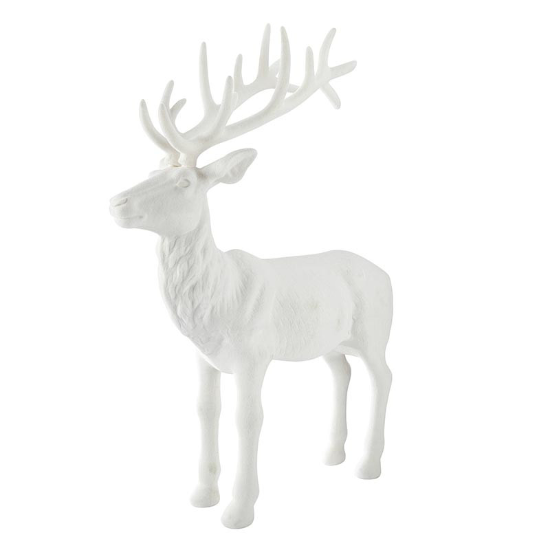 32" Flocked Reindeer - White - [Consumer]Santa Barbara Design Studio