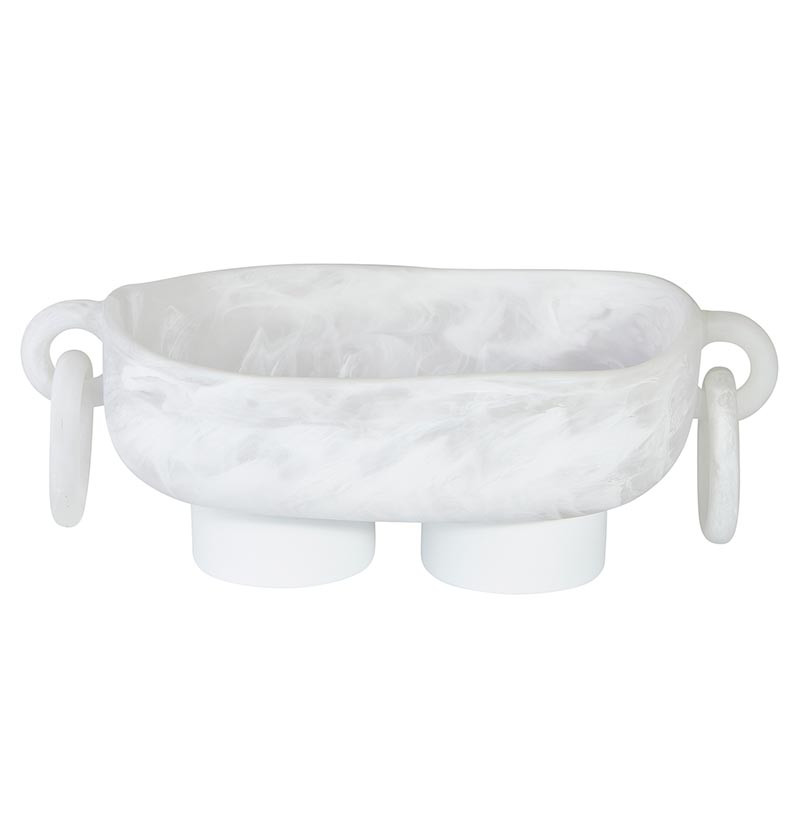 Resin Footed Oblong Bowl with Rings - White - [Consumer]Santa Barbara ...