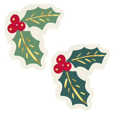 Die-Cut Napkins - Holly - [Consumer]Santa Barbara Design Studio