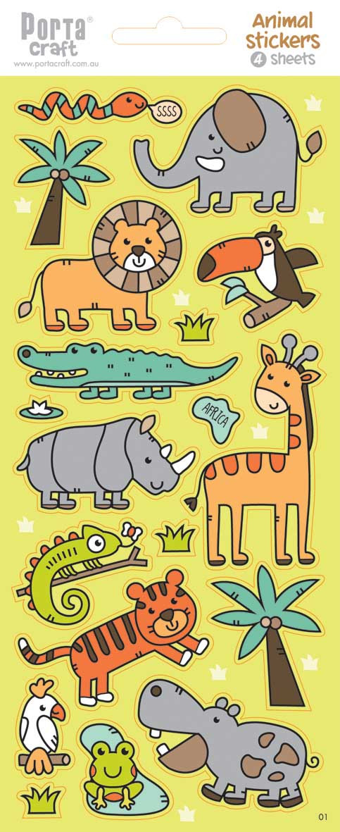 Sticker Sheets #1 Animals (Design C) 4 Sheets (Product # 128152.01C ...