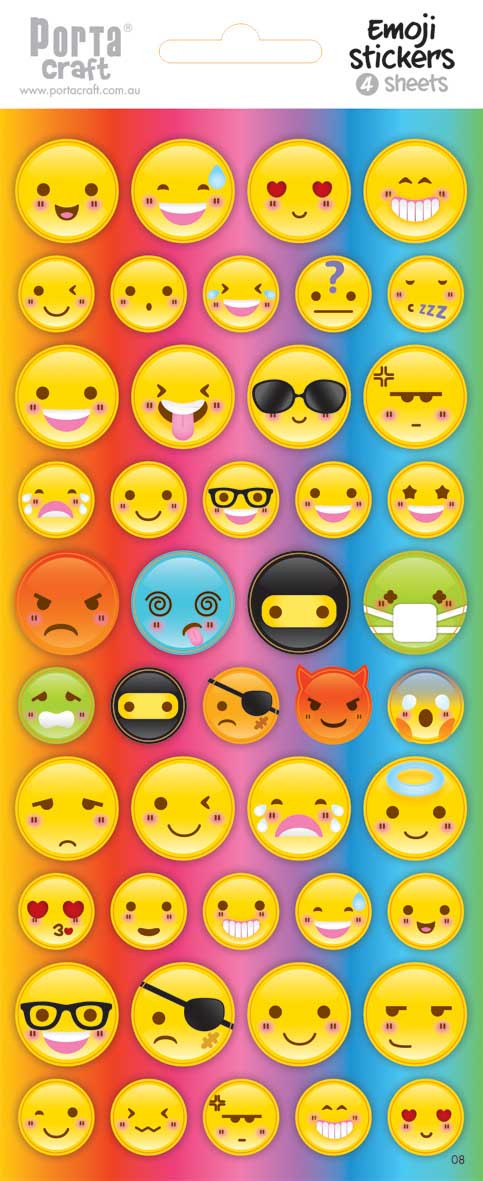 Sticker Sheets #8 Emoji (Design B) 4 Sheets (Product # 128152.08B ...